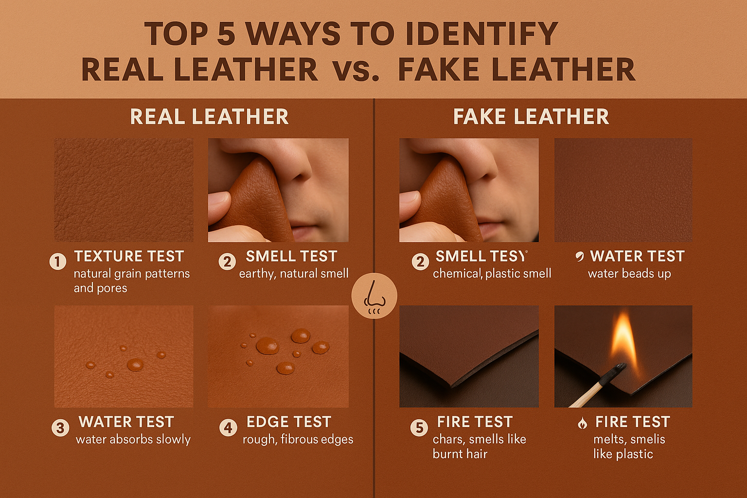 Top 5 Ways to Identify Real Leather vs. Fake Leather – Leather Goods